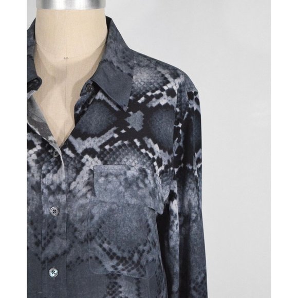 Equipment | Tops | Equipment Femme Blue Snakeprint Silk Button Down ...